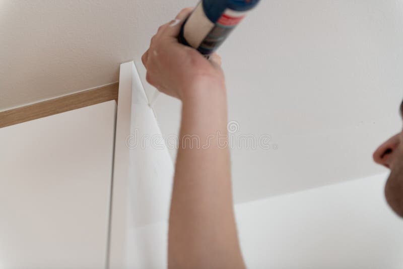 Application Silicone Installing Ceiling in House Stock Photo - Image of ...