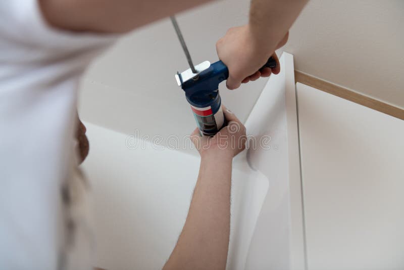 Application Silicone Installing Ceiling in House Stock Photo - Image of ...