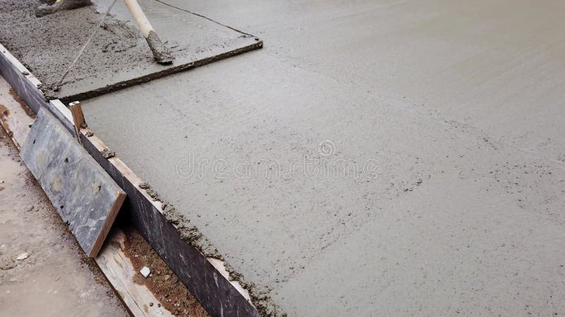 Worker Flattens Cement Mortar Stock Video - Video of fresh, improvement ...