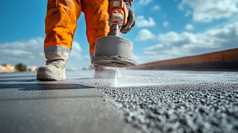 Construction Worker Using Grinding Machine for Concrete Surface ...