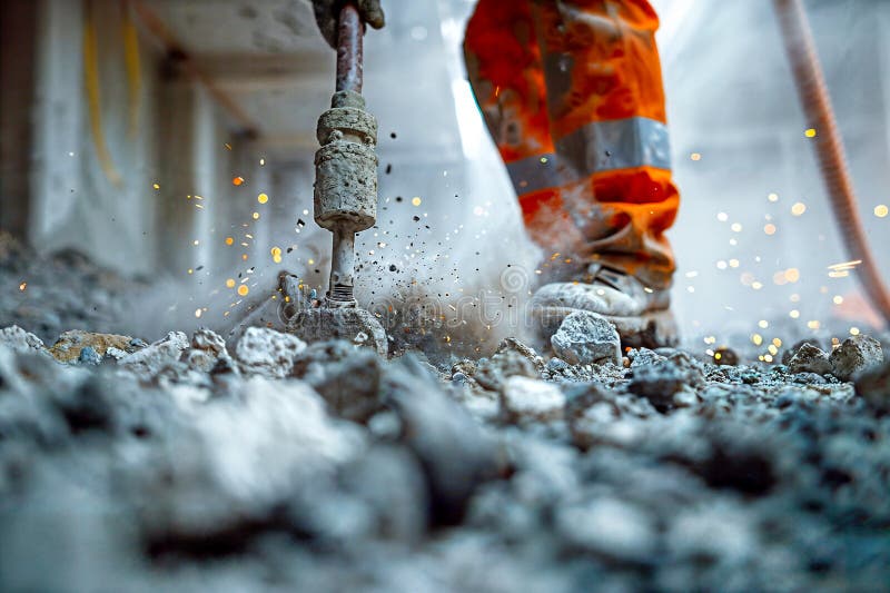 Construction Worker Using a Jackhammer. Generative AI Stock ...