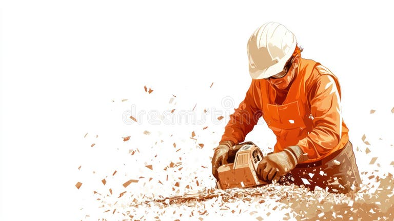 Construction Worker Using Power Tool Illustration Stock Photo - Image ...