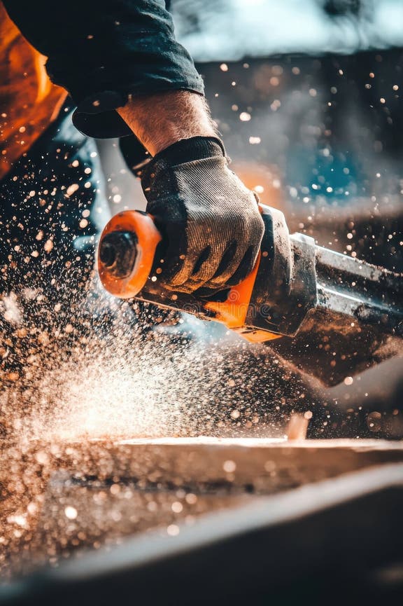 Construction Worker Using Power Tools To Build Structures Efficiently ...