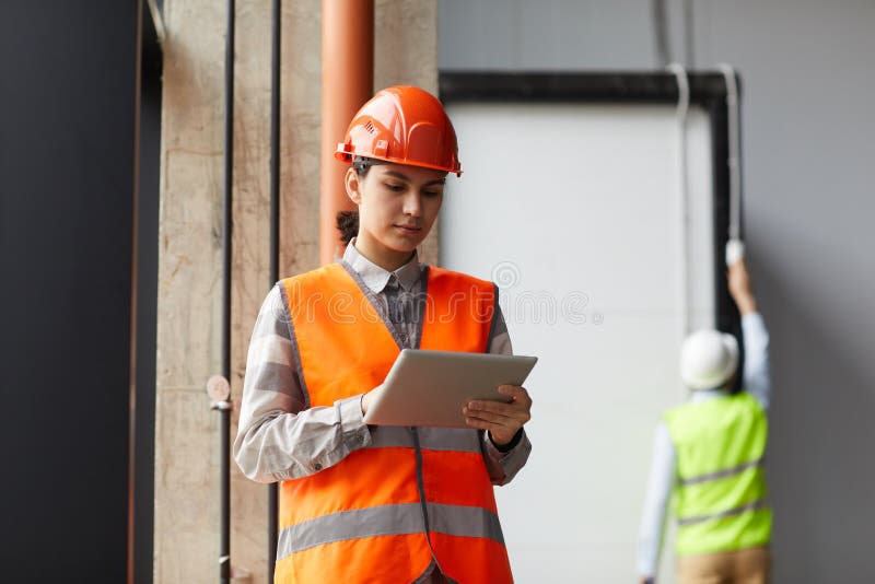 Construction Worker Using Tablet Pc Stock Photo - Image of industry ...