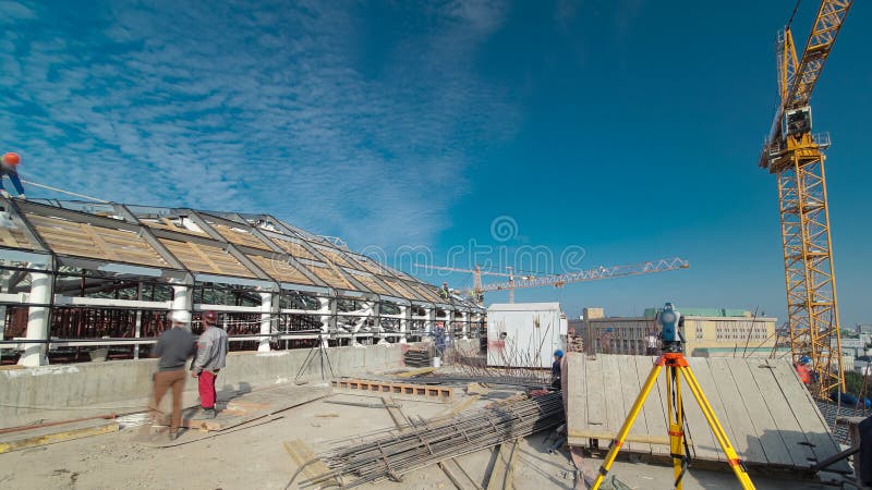 Construction Worker Using Theodolite Surveying Optical Instrument ...