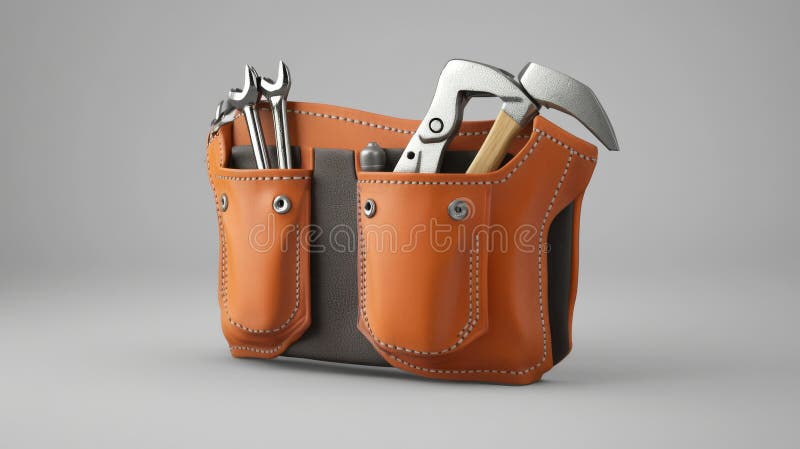 Construction Worker Using a Variety of Tools on a High-rise ...