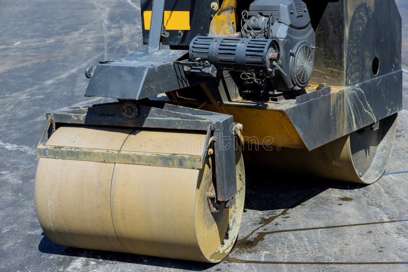 Construction Worker in Vibratory Plate Compactor Process Machine ...