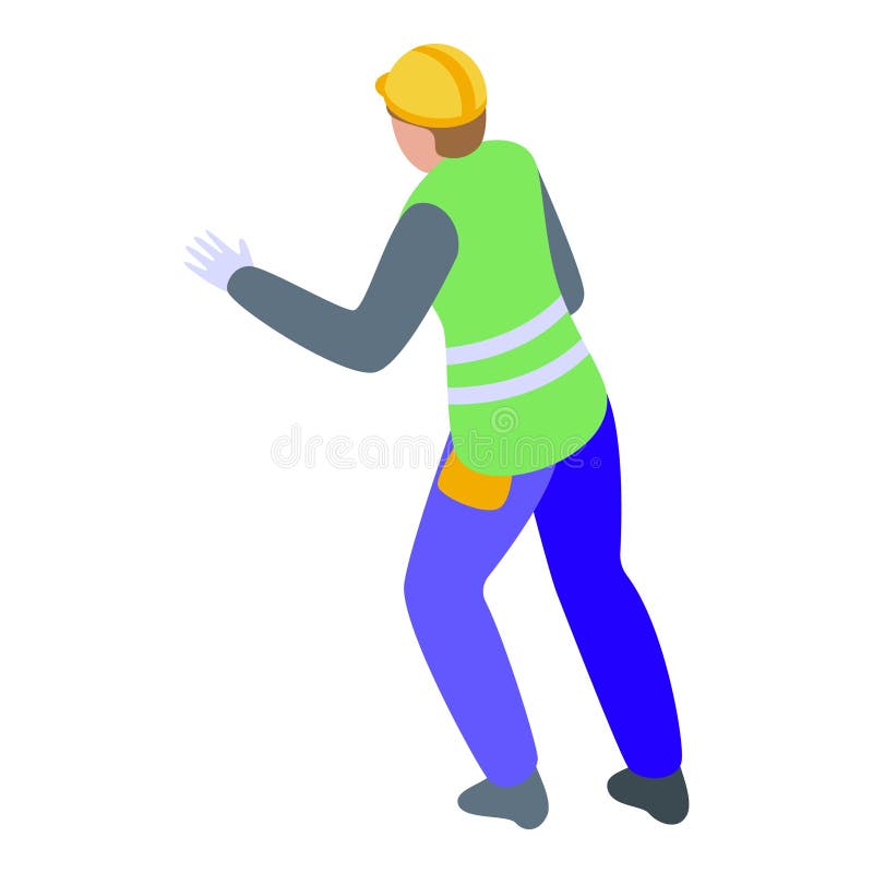 Construction Worker Walking and Pointing with Hand Isometric ...