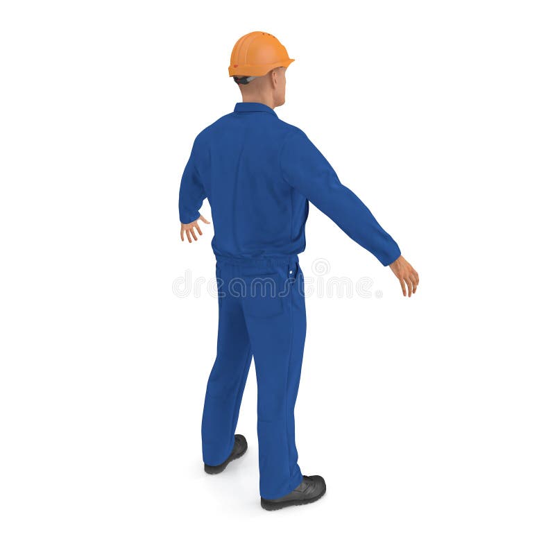 Construction Worker Wearing Blue Overalls. 3D Illusration, Isolated ...