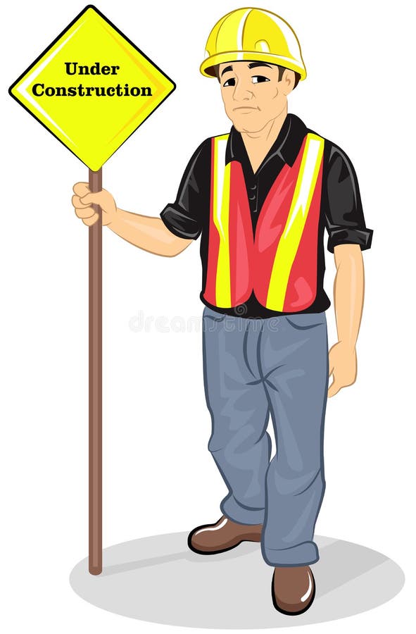 A Construction Worker Wearing Hard Hat Stock Vector - Illustration of ...