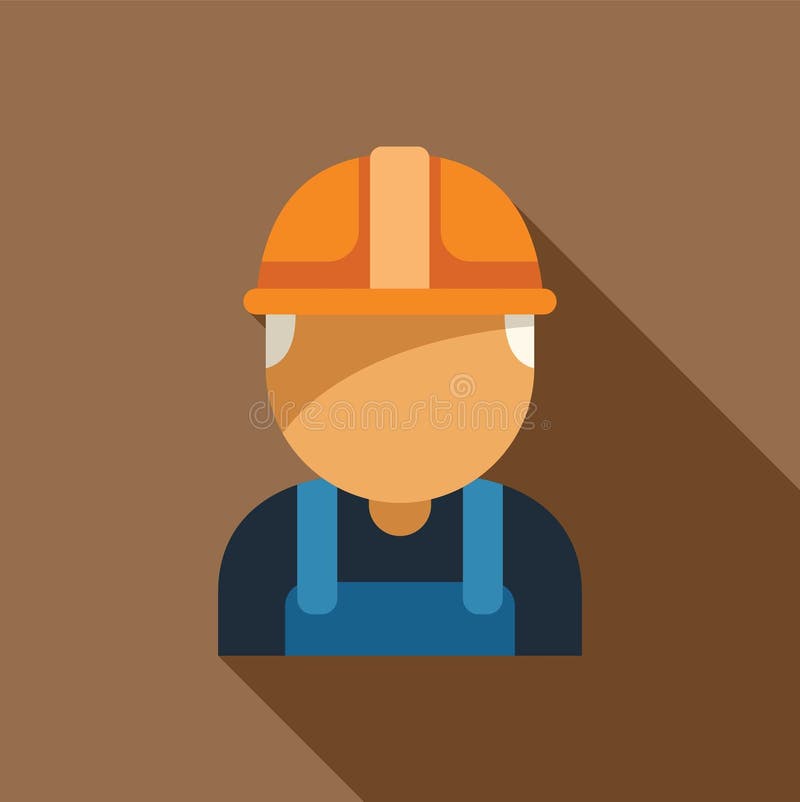 Construction Worker Wearing Hard Hat and Overalls Flat Design Icon ...