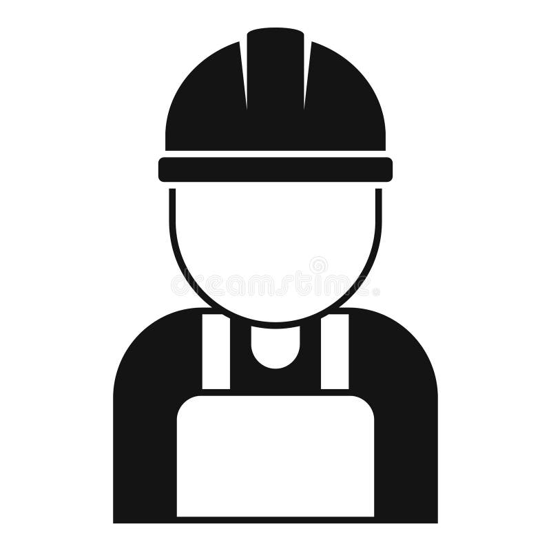 Construction Worker Wearing Hard Hat and Overalls Simple Icon Stock ...