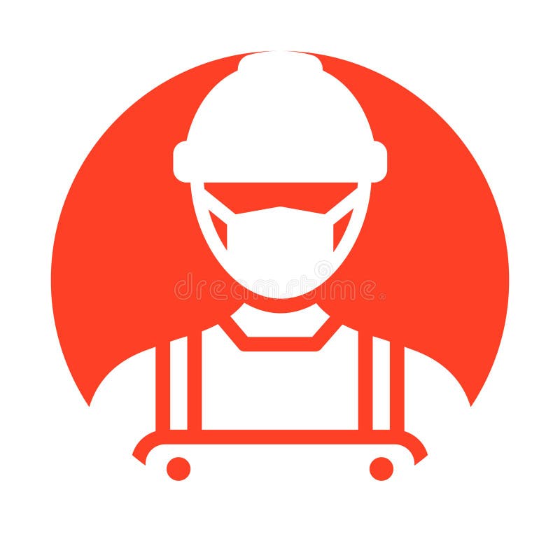 Construction Worker Wearing Mask Vector Icon Which Can Easily Modify or ...