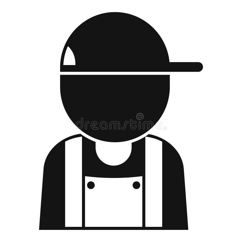 Construction Worker Wearing Overalls and Baseball Cap Icon Stock Vector ...
