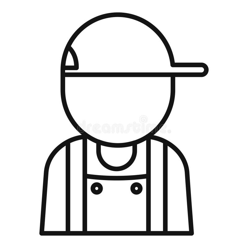 Construction Worker Wearing Overalls and Cap Icon Stock Vector ...