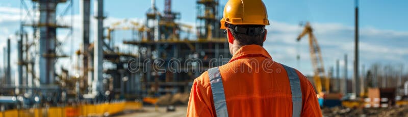 Construction Worker Wearing Safety Gear at an Industrial Site, Ensuring ...