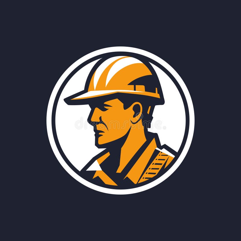 Construction Worker Wearing Safety Helmet Logo Stock Vector ...