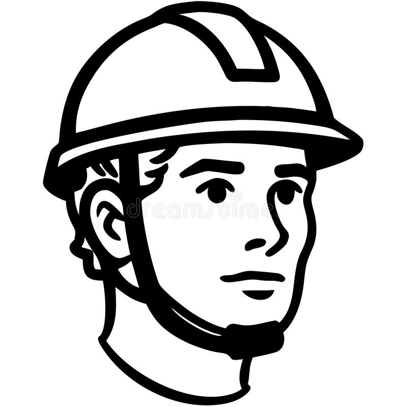 Construction Worker Wearing Safety Helmet Vector Illustration for ...
