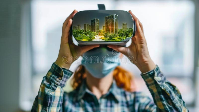A Construction Worker Wearing a Virtual Reality Headset Fully Immersed ...