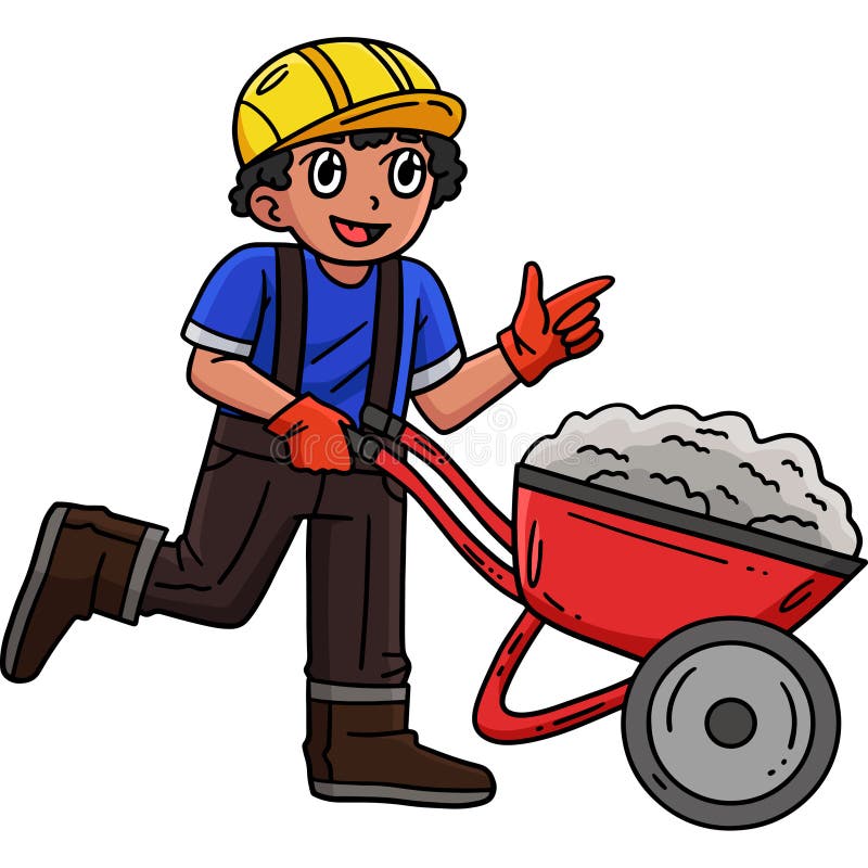 Construction Worker and a Wheelbarrow Clipart Stock Vector ...
