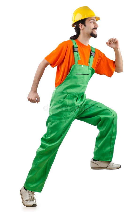 Construction Worker on White Stock Image - Image of adult, construction ...