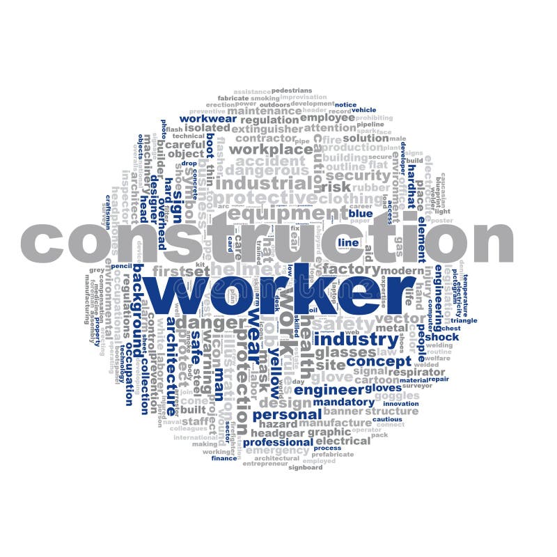 Construction Worker Word Cloud Stock Illustration - Illustration of ...