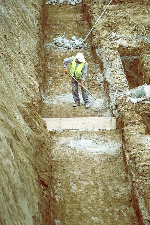 Construction Worker Working on Building Foundation Editorial Photo ...
