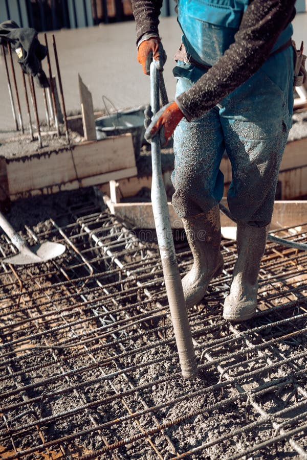 Construction Worker Working on Building a House Stock Photo - Image of ...