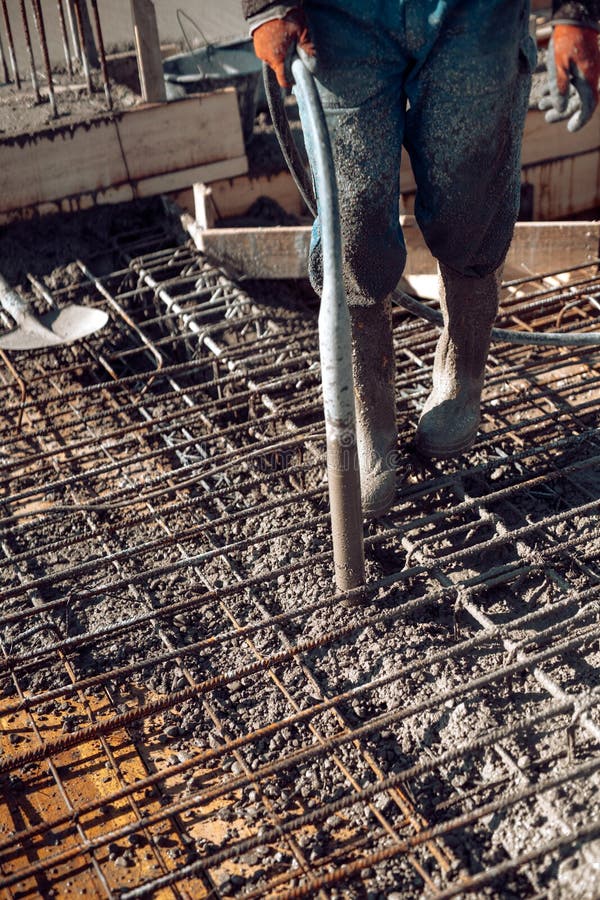 Construction Worker Working on Building a House Stock Photo - Image of ...