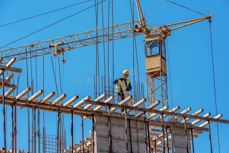 Construction Worker Working on Construction Site Editorial Stock Image ...