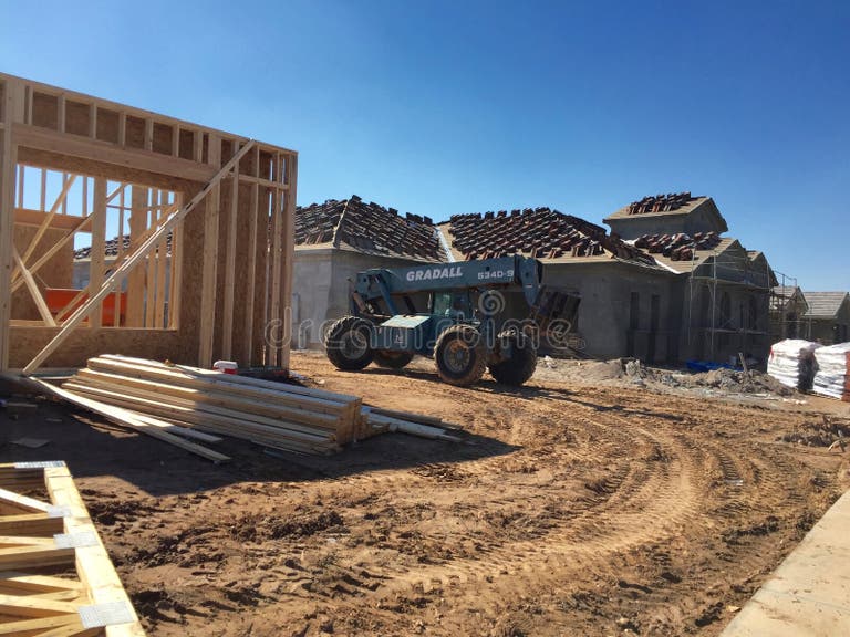 Construction Worker Working on the Framing Process for a New a House ...