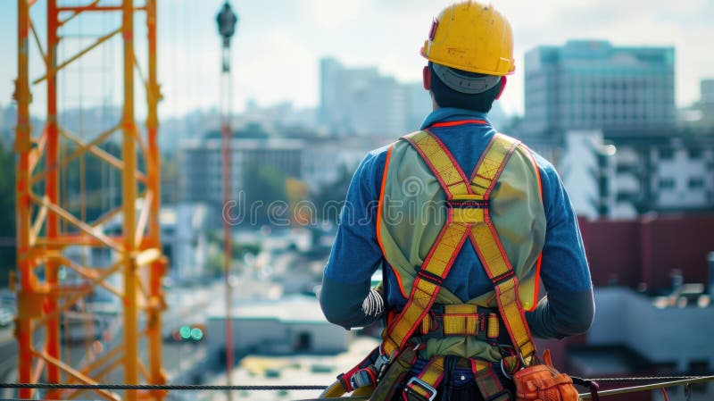 Construction Worker Working at High Place Stock Image - Image of ...
