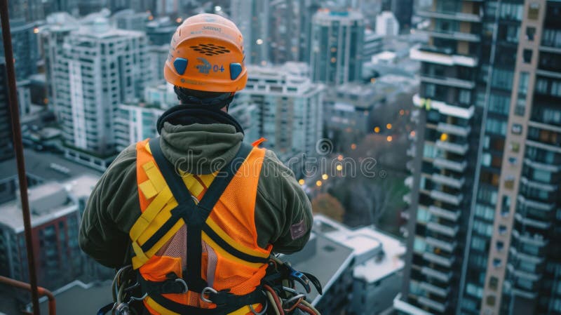 Construction Worker Working at High Place Stock Photo - Image of ...