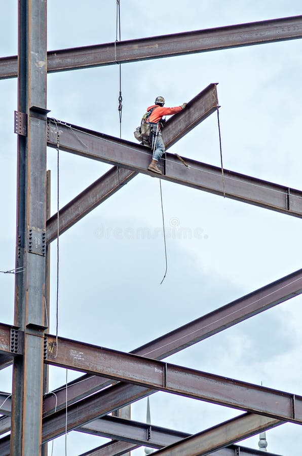 Construction Worker Working on Highrise Building Stock Image - Image of ...