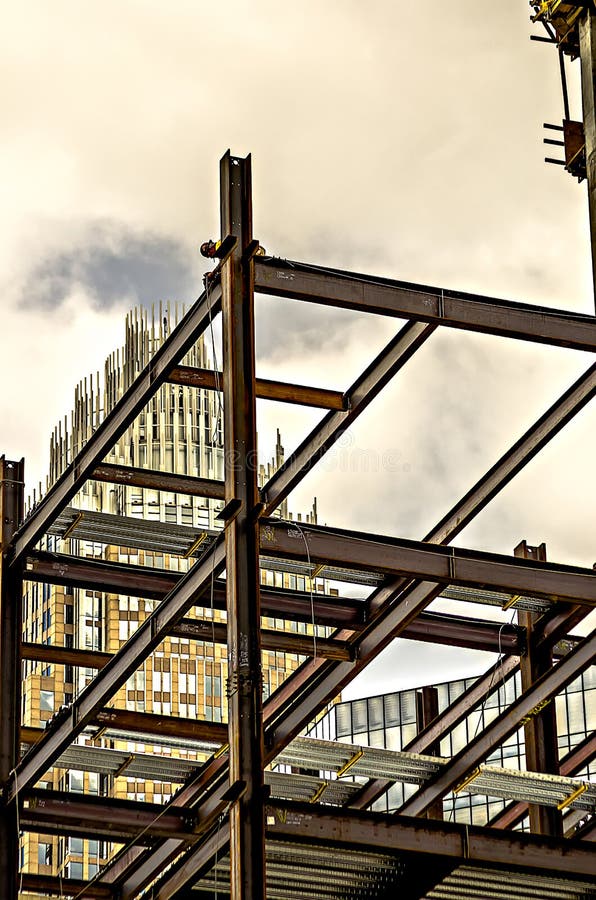 Construction Worker Working on Highrise Building Stock Image - Image of ...