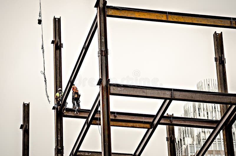 Construction Worker Working on Highrise Building Editorial Stock Photo ...