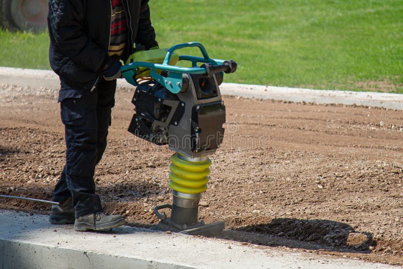 Rammer Working on a Construction Site Top View Stock Image - Image of ...