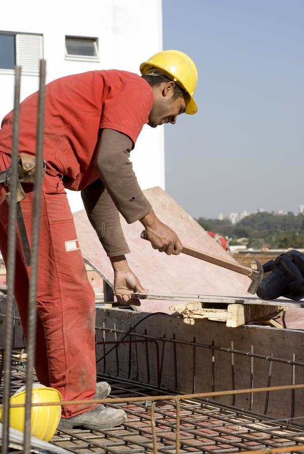 Workers Construct New Wall - Horizontal Stock Image - Image of ...