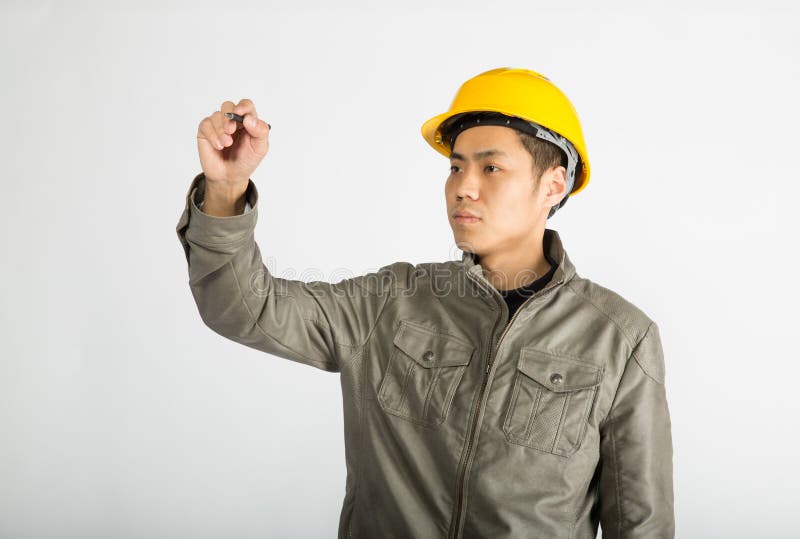 Construction Worker Writing Notes Stock Image - Image of white ...