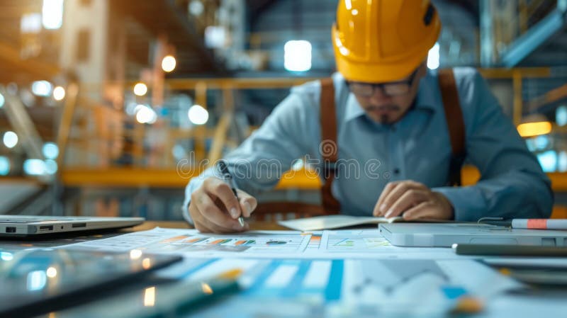 Construction Worker Writing on Paper Stock Image - Image of notes ...
