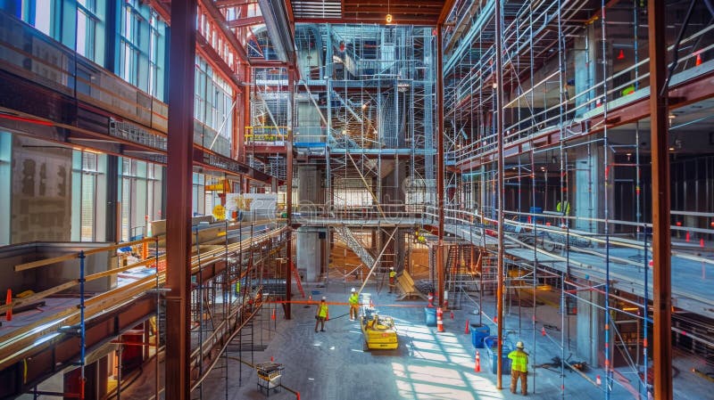 Construction Workers Active at a Busy Building Site Stock Photo - Image ...