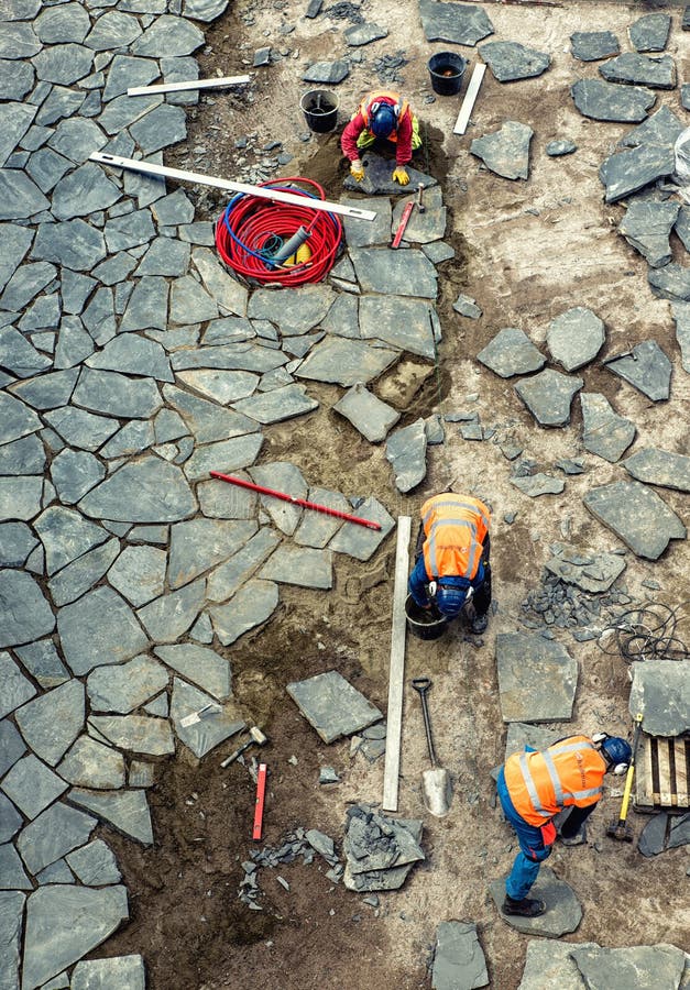 Construction Workers As Seen from Above Stock Photo - Image of guidance ...