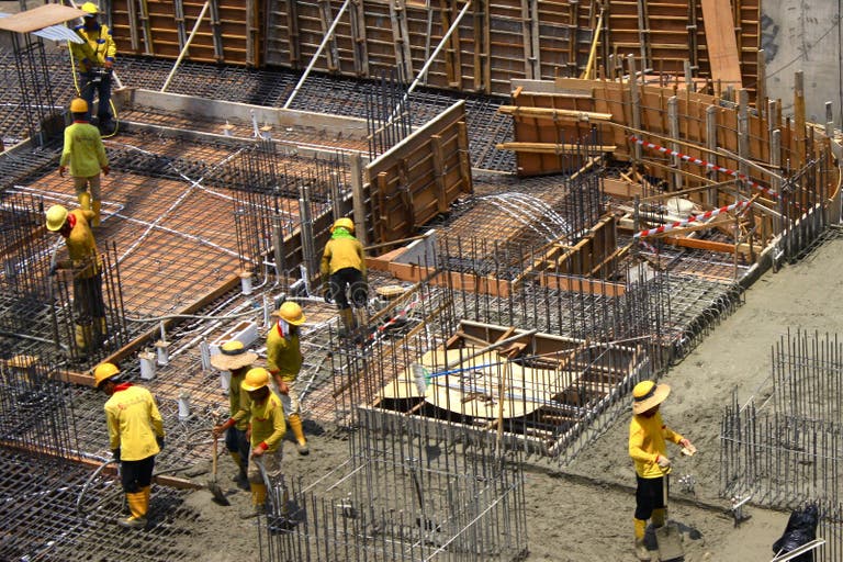 Construction Workers in Asia Editorial Photography - Image of ...