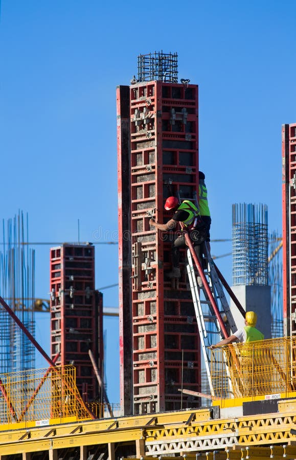 Construction Workers Installing Formwork on Site Editorial Stock Photo ...