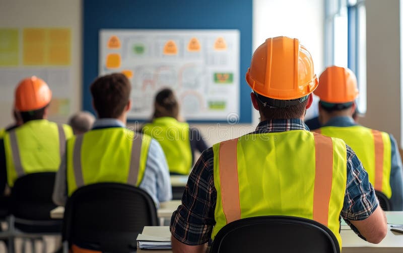 Construction Workers Attending a Safety Training Course in a Classroom ...