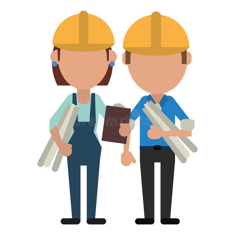 Construction Workers Avatars Stock Vector - Illustration of plans ...