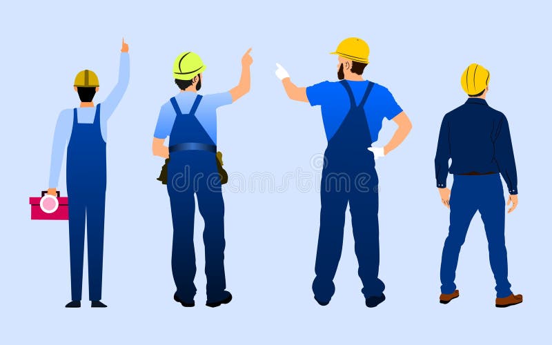 Construction Workers Back. Set of Construction Workers Vector ...