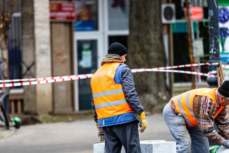 Construction Workers in Bucharest, Romania, 2021 Editorial Stock Photo ...
