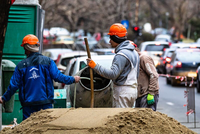 Construction Workers in Bucharest, Romania, 2021 Editorial Stock Image ...