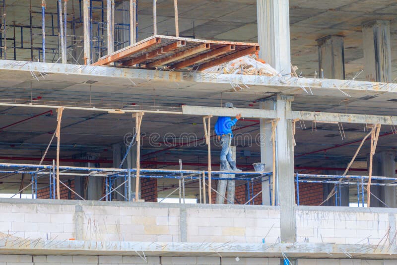 Construction Workers Building Develop of Housing at Laborer Work ...